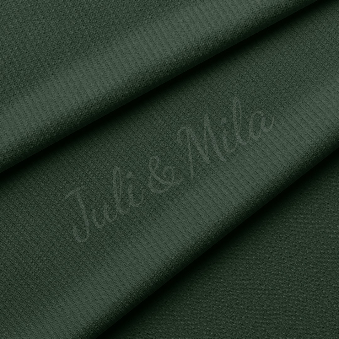Army Green Rib Knit Fabric by the Yard Ribbed Jersey Stretchy Soft ...