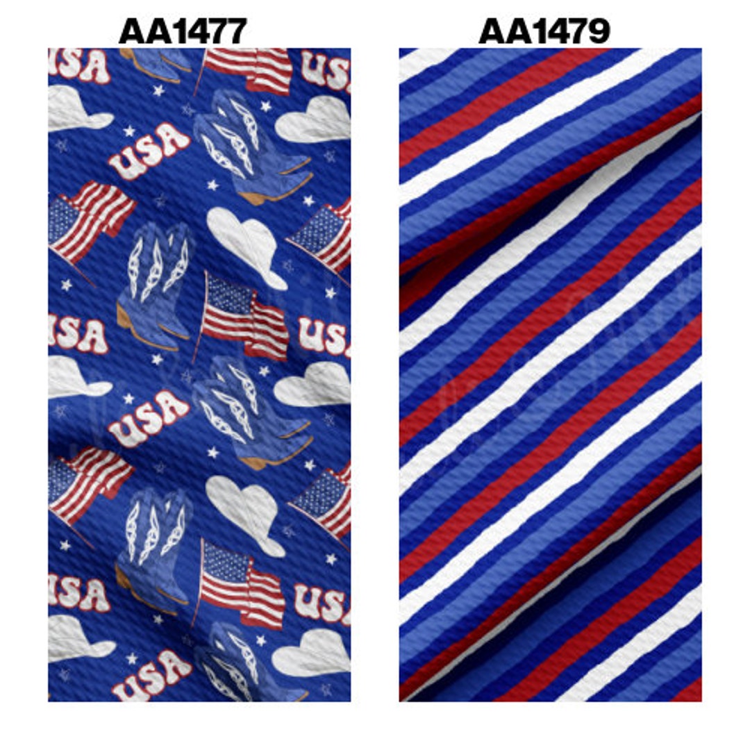 Patriotic 4th of July USA Liverpool Bullet Textured Fabric by the Yard ...
