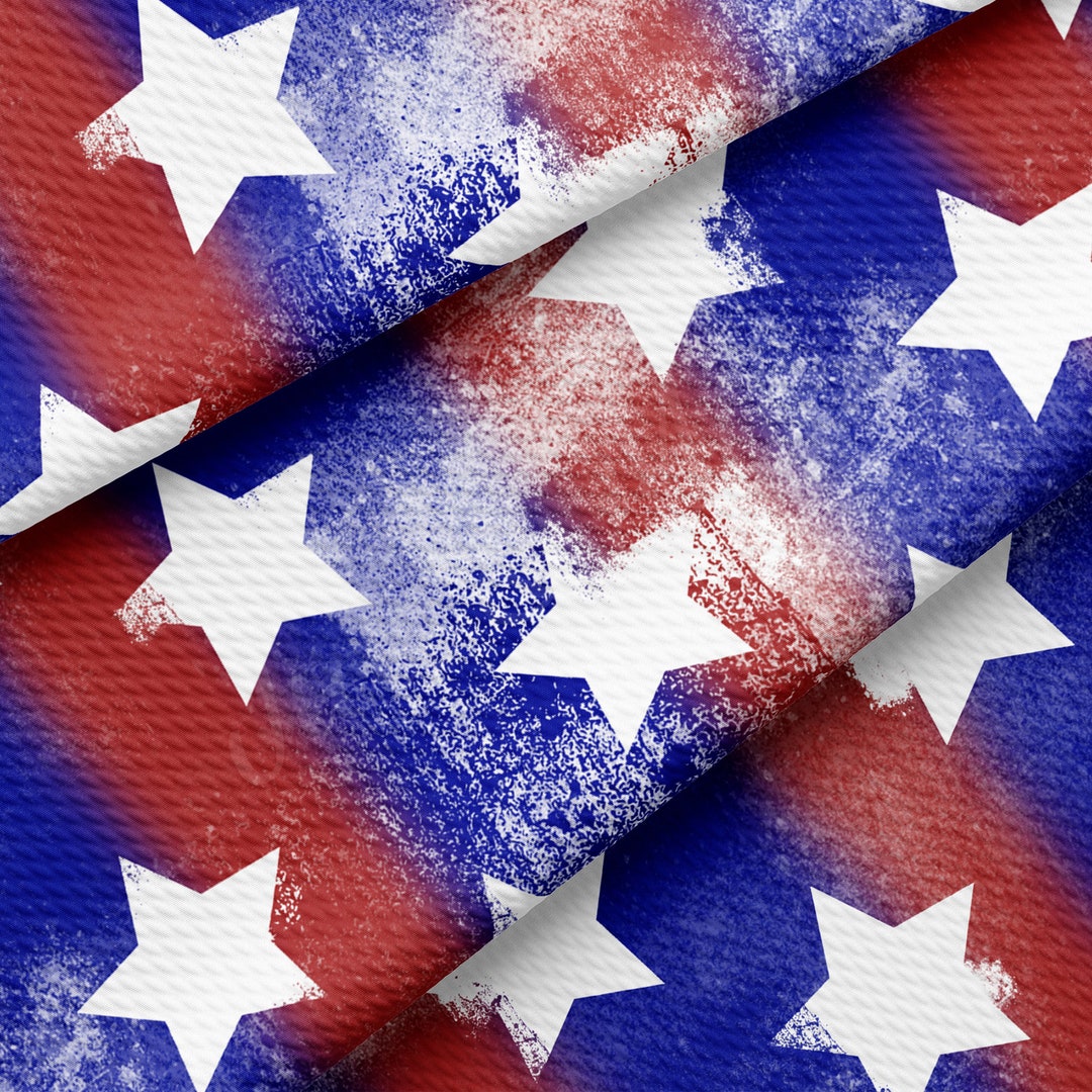 4th of July Patriotic Printed Liverpool Bullet Textured Fabric by the ...