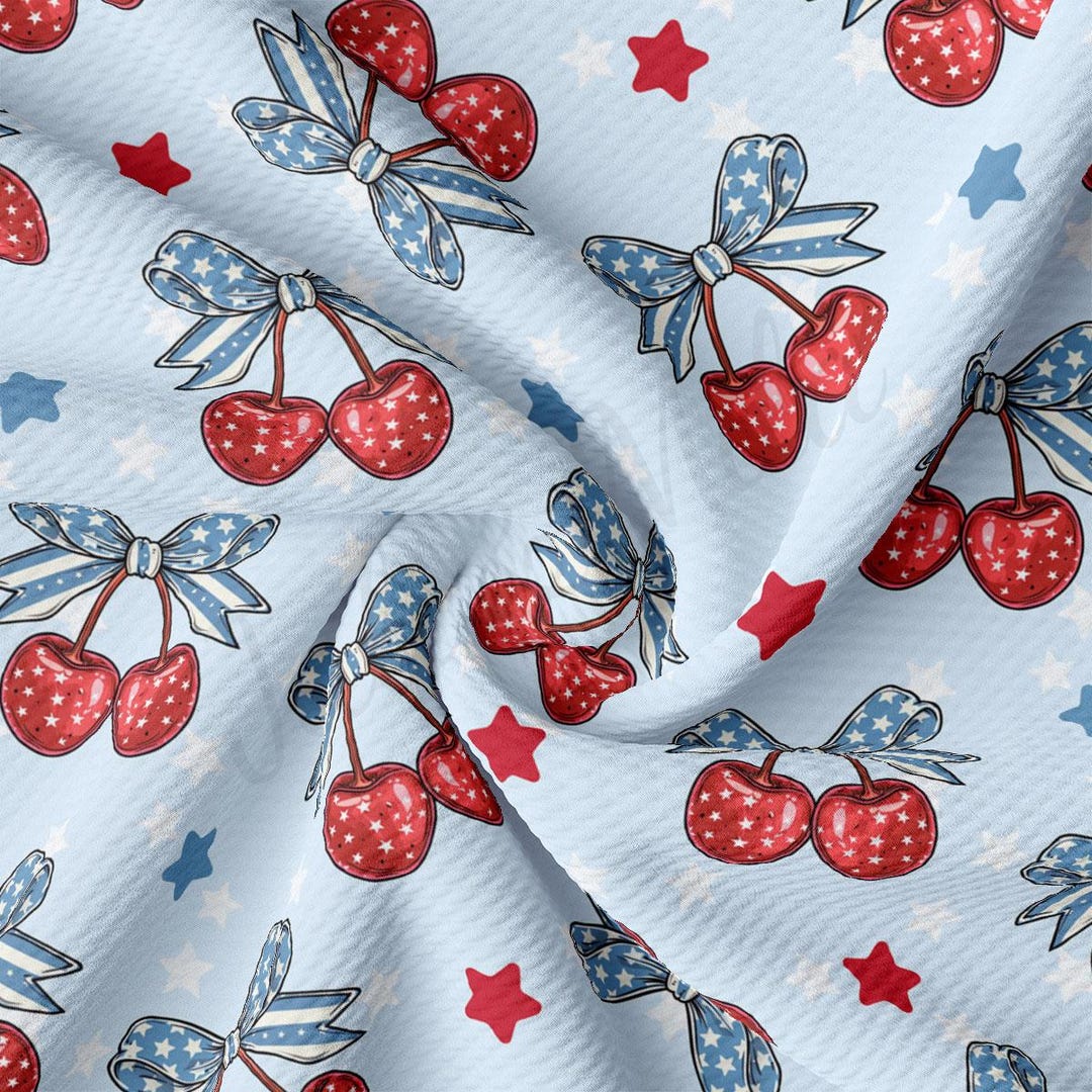 4th of July Patriotic Printed Liverpool Bullet Textured Fabric by the ...