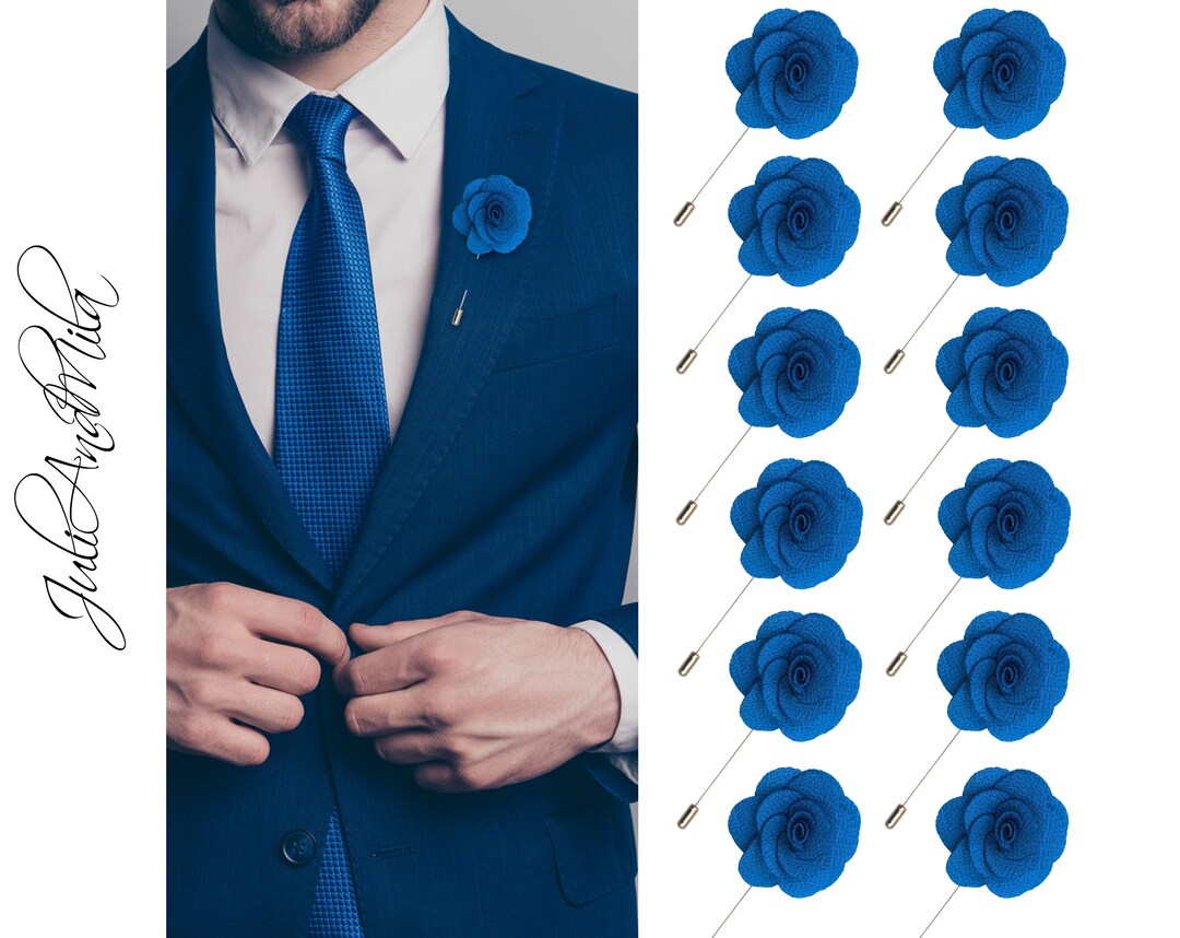 Royal Blue Lapel Pin, Lapel Pin, Flower Lapel Pin, Wedding Lapel Pin ...