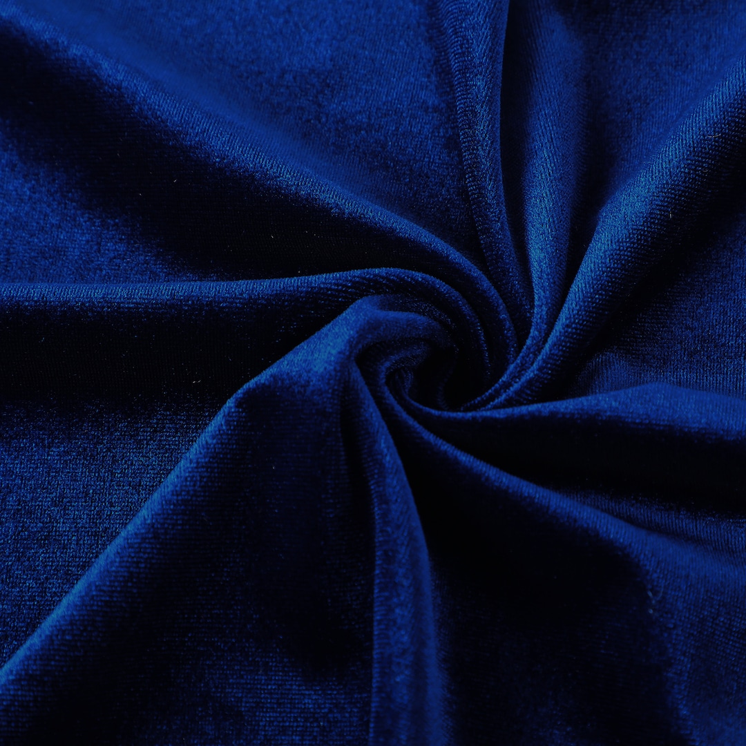 Navy Stretchy Velvet Fabric by the Yard Stretch Fabrics Polyester ...