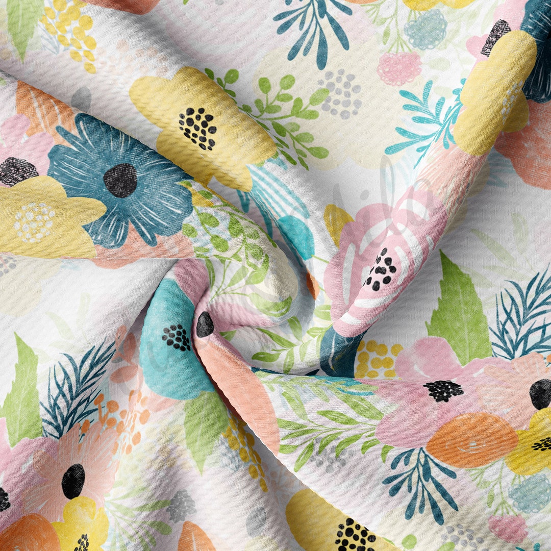 Floral Bullet Printed Liverpool Bullet Textured Fabric by the Yard 4way ...