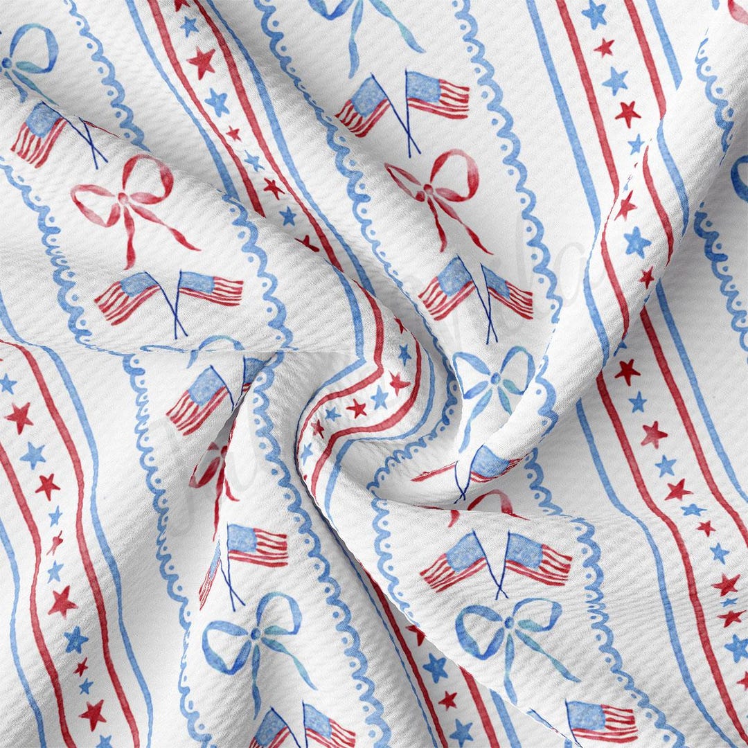 4th of July Patriotic Printed Liverpool Bullet Textured Fabric by the ...