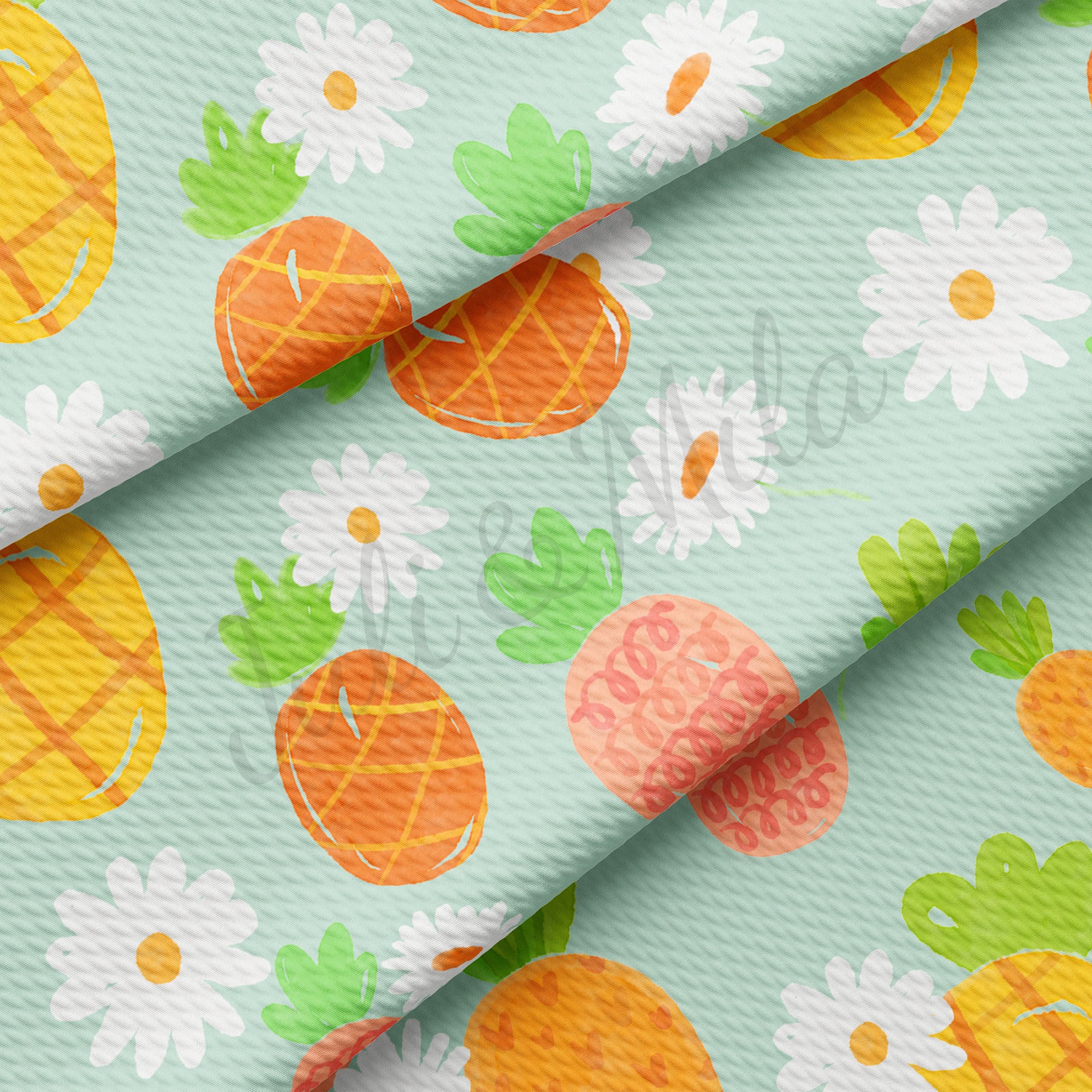 Summer Pineapple Printed Liverpool Bullet Textured Fabric by - Etsy