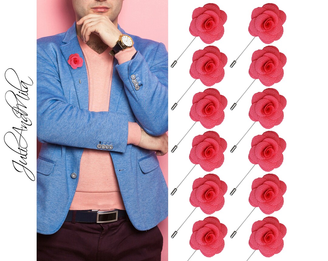 Flower Lapel Pin, Hot Pink Lapel Pin, Lapel Pin, Wedding Lapel Pin, Men ...