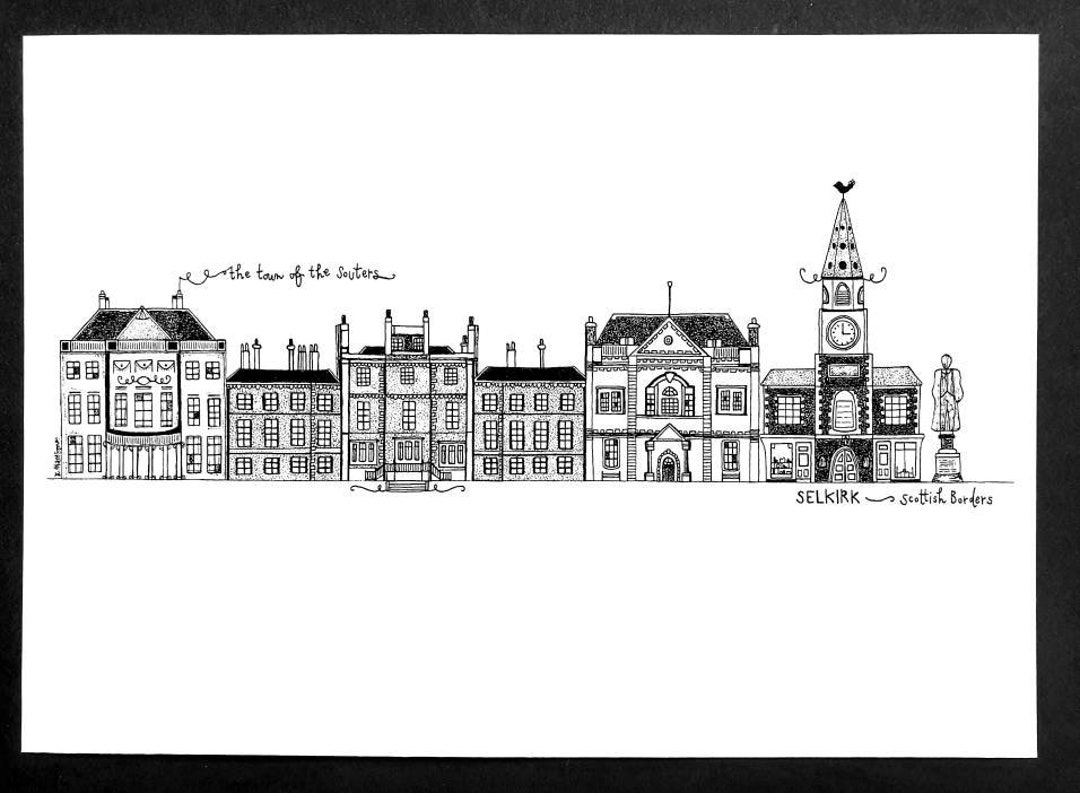 Selkirk Print - Scottish Borders - A5 Print - Scottish Town Art ...