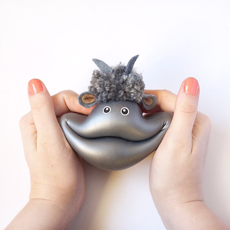 Goat, Farm Animal, Christmas Gift, Fun Goat, Stress Ball, Gray, Stuffed ...