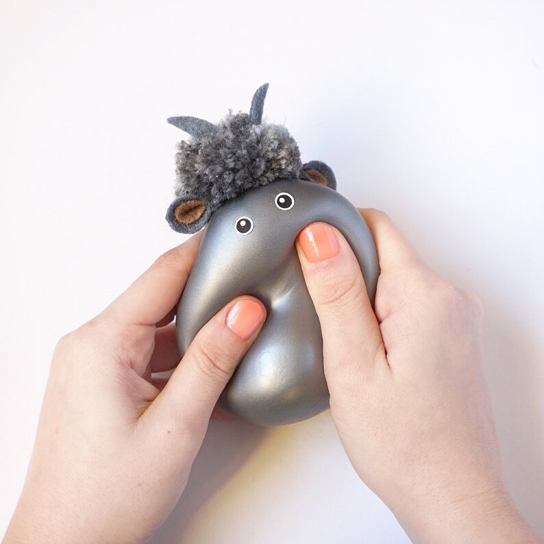 Goat, Farm Animal, Christmas Gift, Fun Goat, Stress Ball, Gray, Stuffed ...
