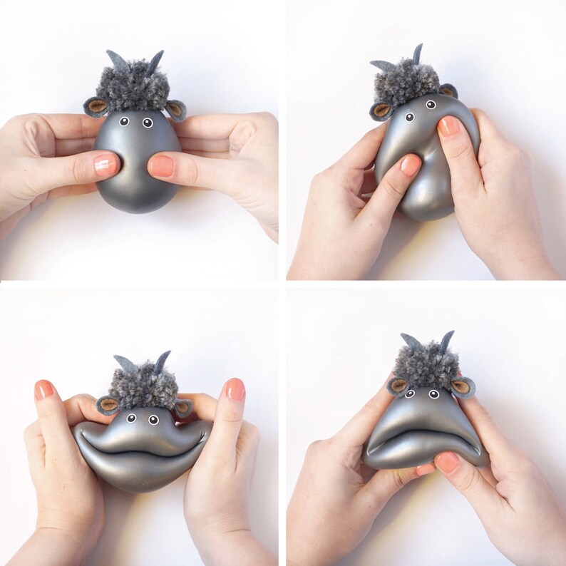 Goat, Farm Animal, Christmas Gift, Fun Goat, Stress Ball, Gray, Stuffed ...