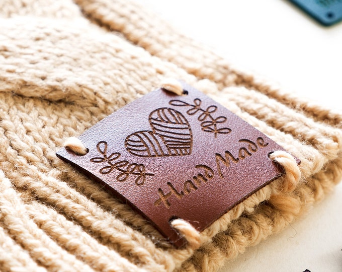 Circle Faux Leather Sewn Custom Tags 3 Cm, Personalized Labels for ...