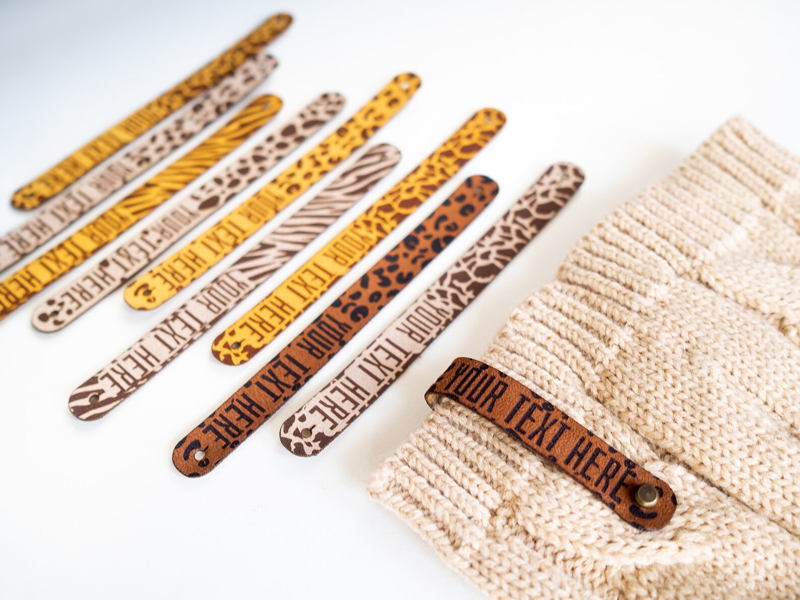 Cheetah Print Long Leather Label for Knitted Items Labels | Etsy