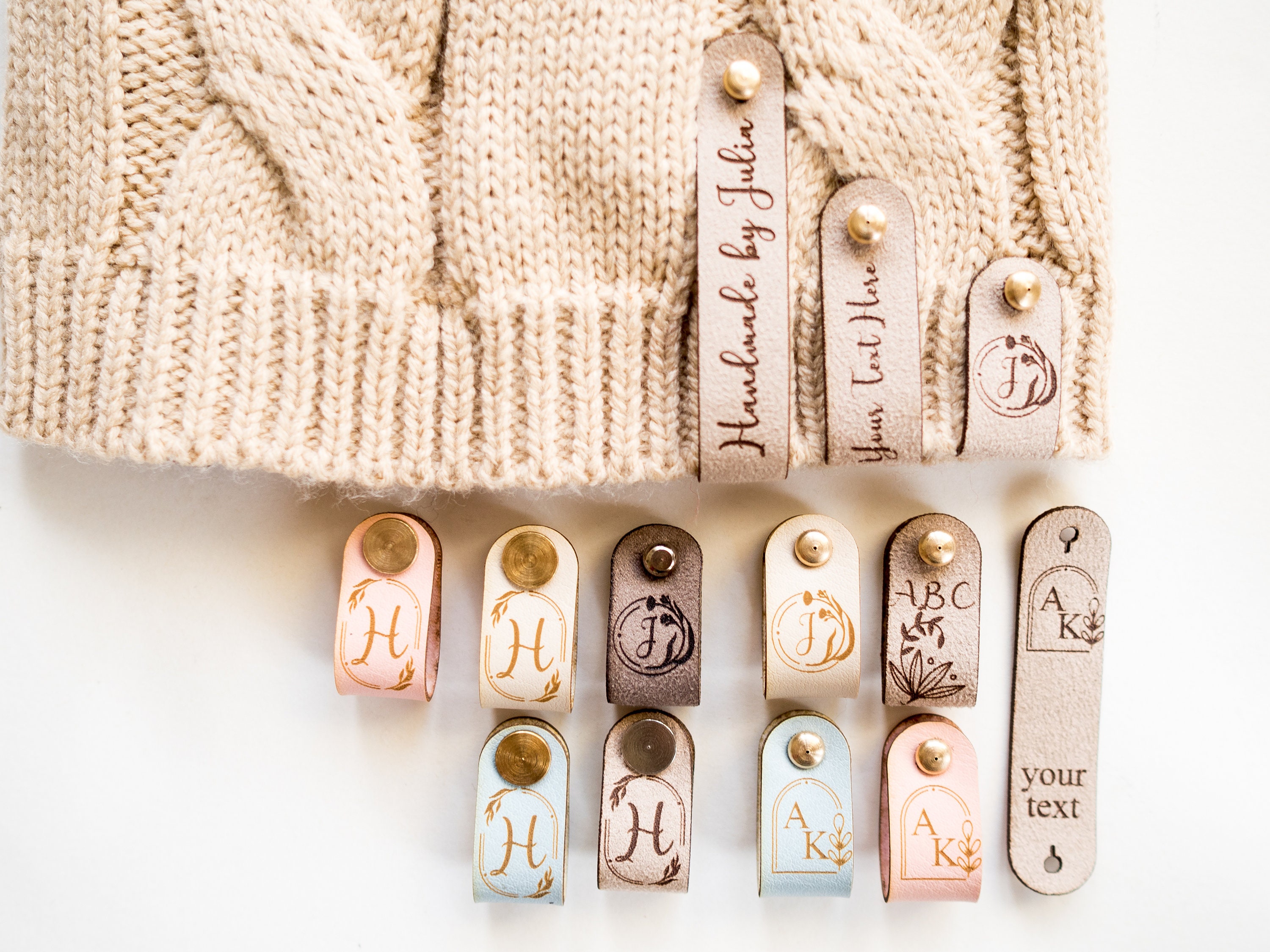 20 Pieces Label Set Leather Labels for Knitted Items With | Etsy Australia