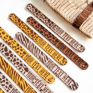Cheetah Print Long Leather Label for Knitted Items, Labels With Rivets ...
