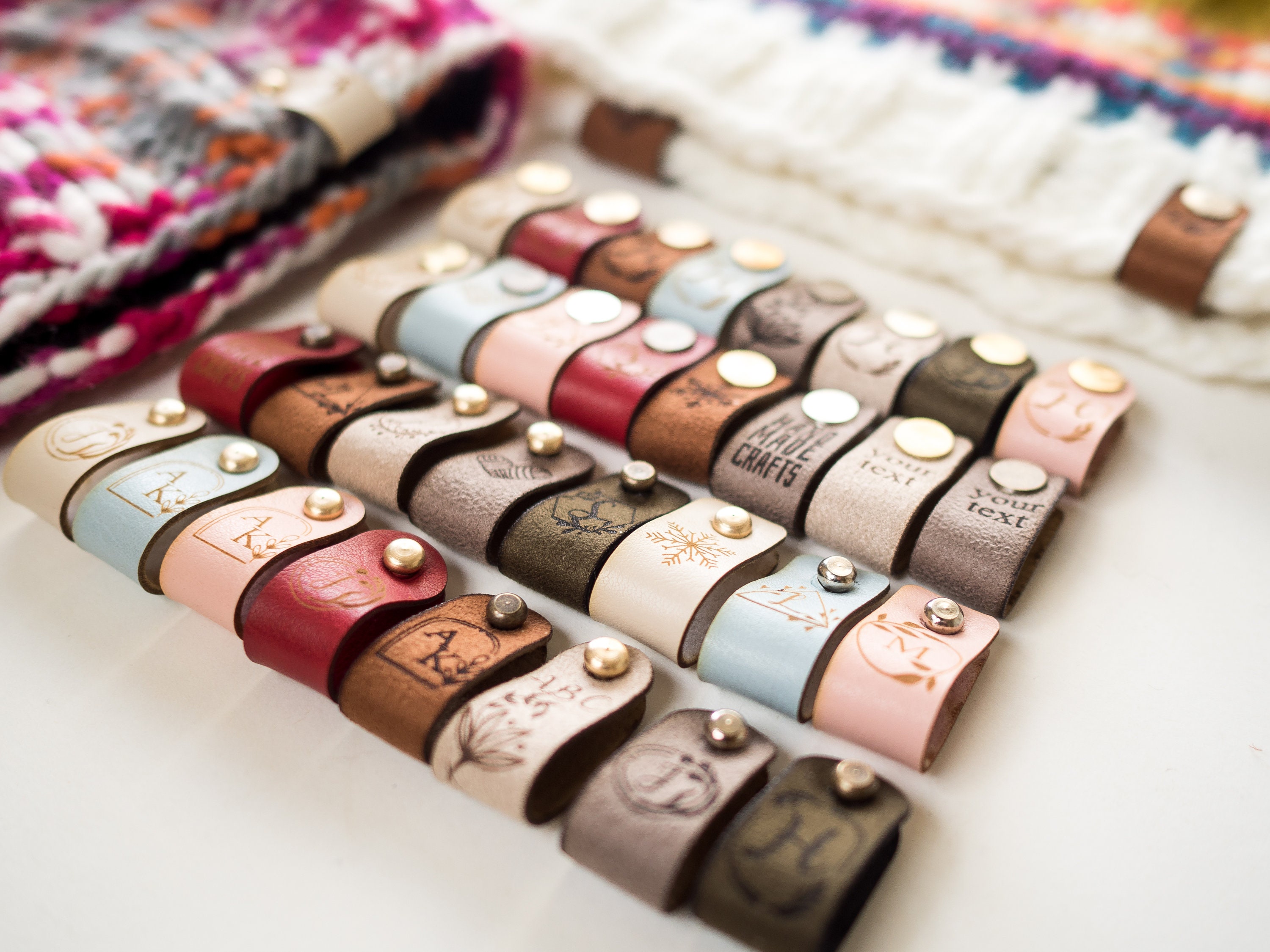 50 Pieces Set Beanie Tags With Flat Rivets Personalized | Etsy