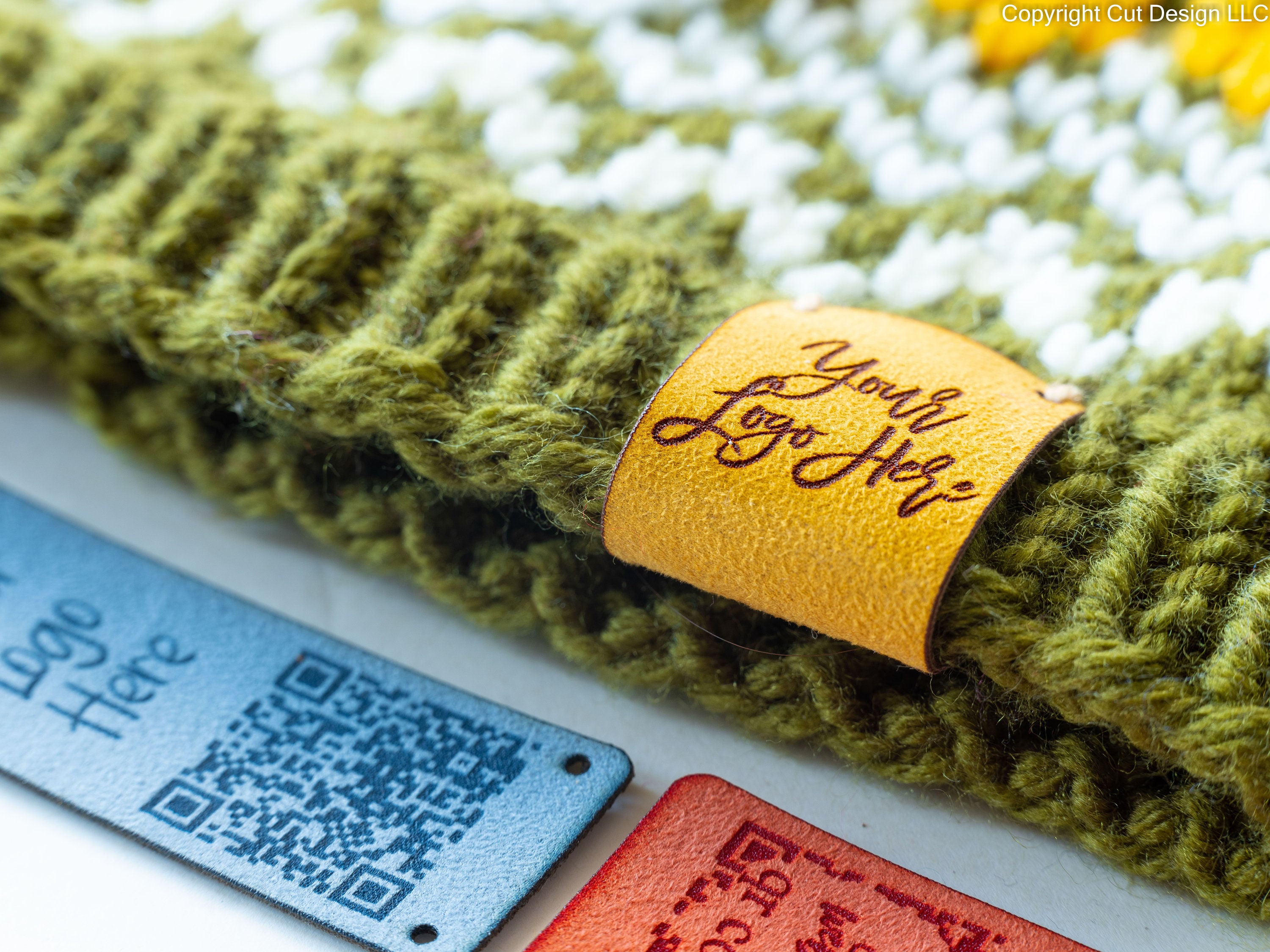 Custom Vegan Leather Tags With QR Code: Crochet & Knit Labels (75mm X ...