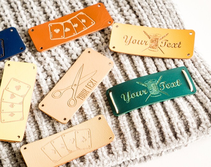Circle Faux Leather Sewn Custom Tags 3 Cm, Personalized Labels for ...