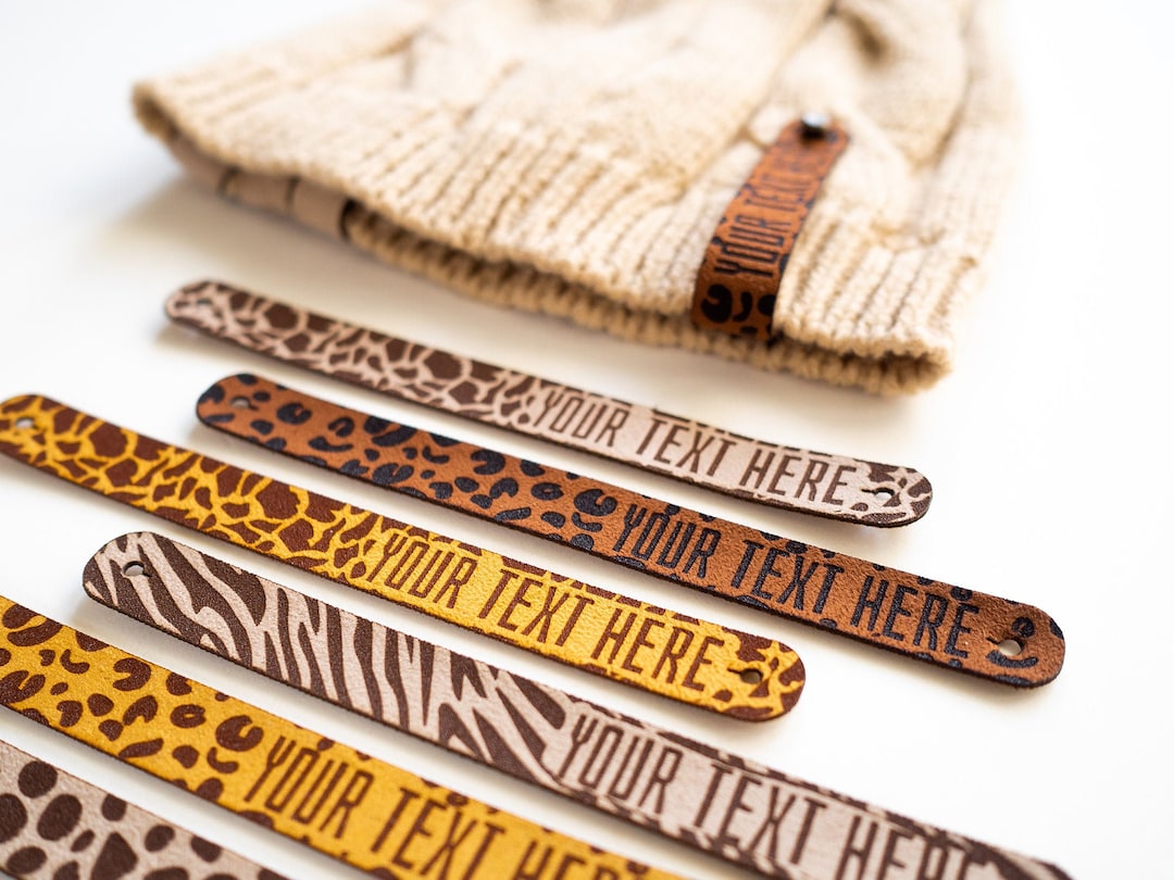 Cheetah Print Long Leather Label for Knitted Items Labels - Etsy