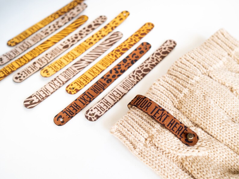 Cheetah Print Long Leather Label for Knitted Items Labels | Etsy