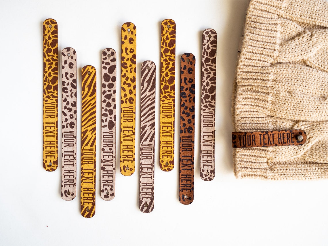 Cheetah Print Long Leather Label for Knitted Items Labels | Etsy