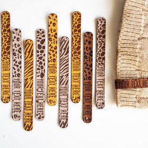 Cheetah Print Long Leather Label for Knitted Items, Labels With Rivets ...