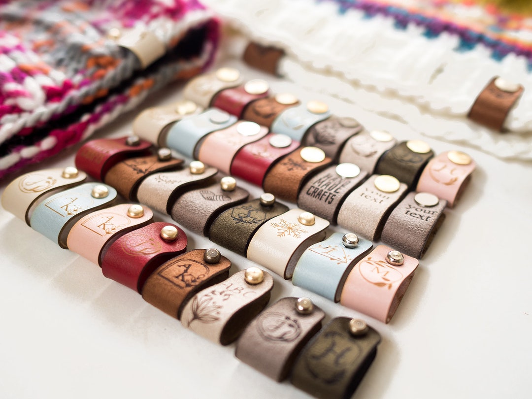 Custom Small Labels With Flat or Ball Rivet, Knitted Beanie Tags ...