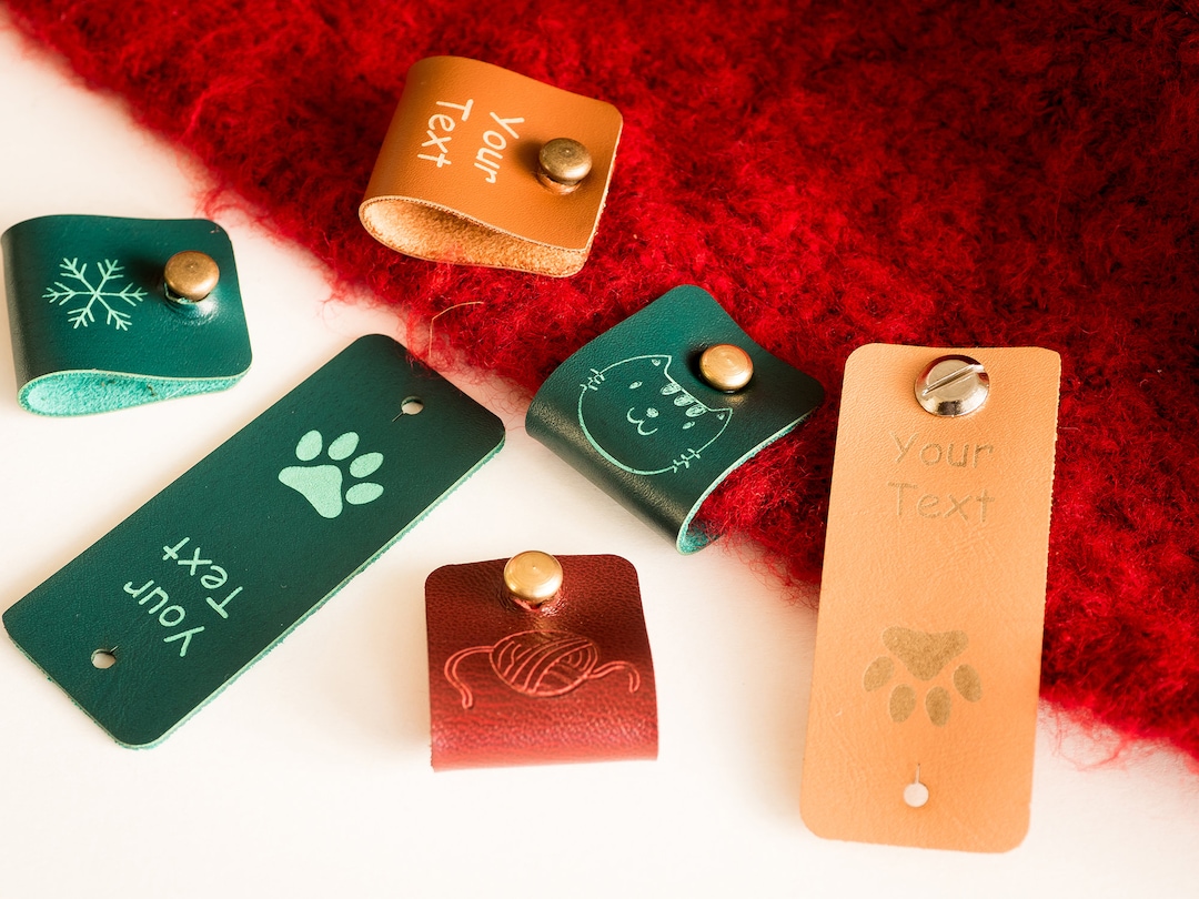 Custom PU Leather Tags With Metal Rivet, Knitting Tags, Handmade Item ...