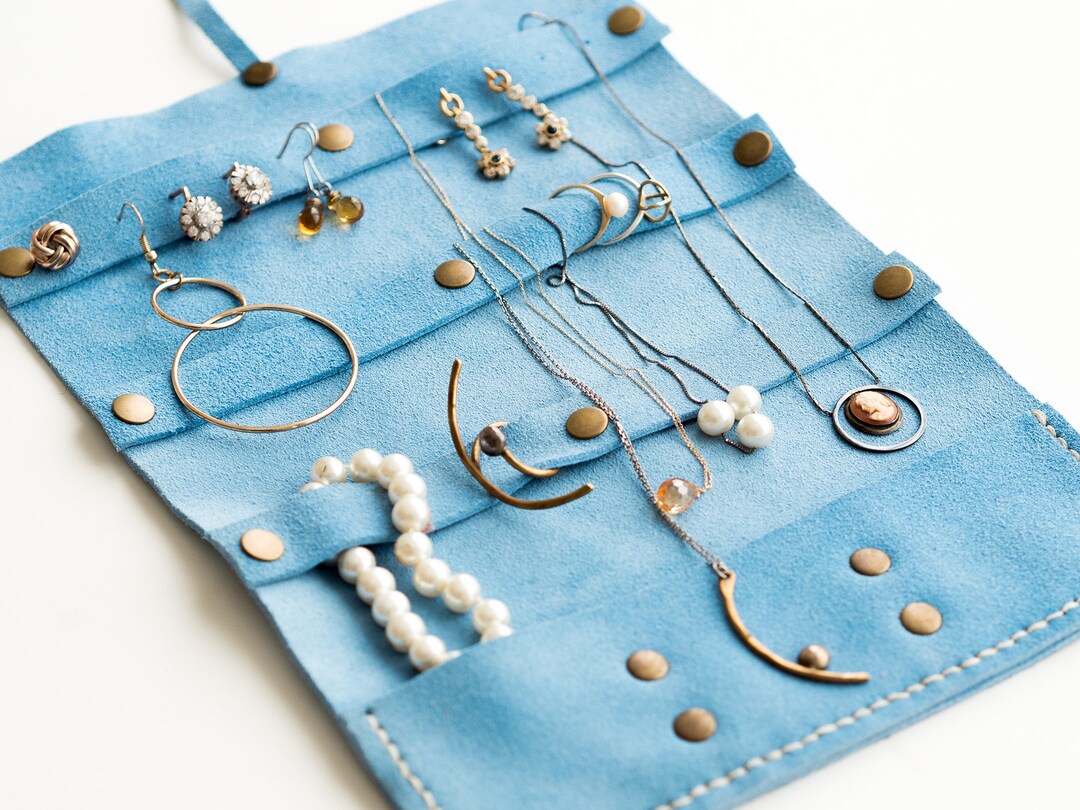 Custom Suede Travel Jewelry Organizer: Roll-up Accessory Case - Etsy