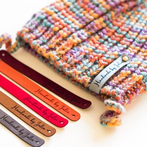Knitting Handmade Beanie Name Tags, Crochet Beret Suede Labels ...