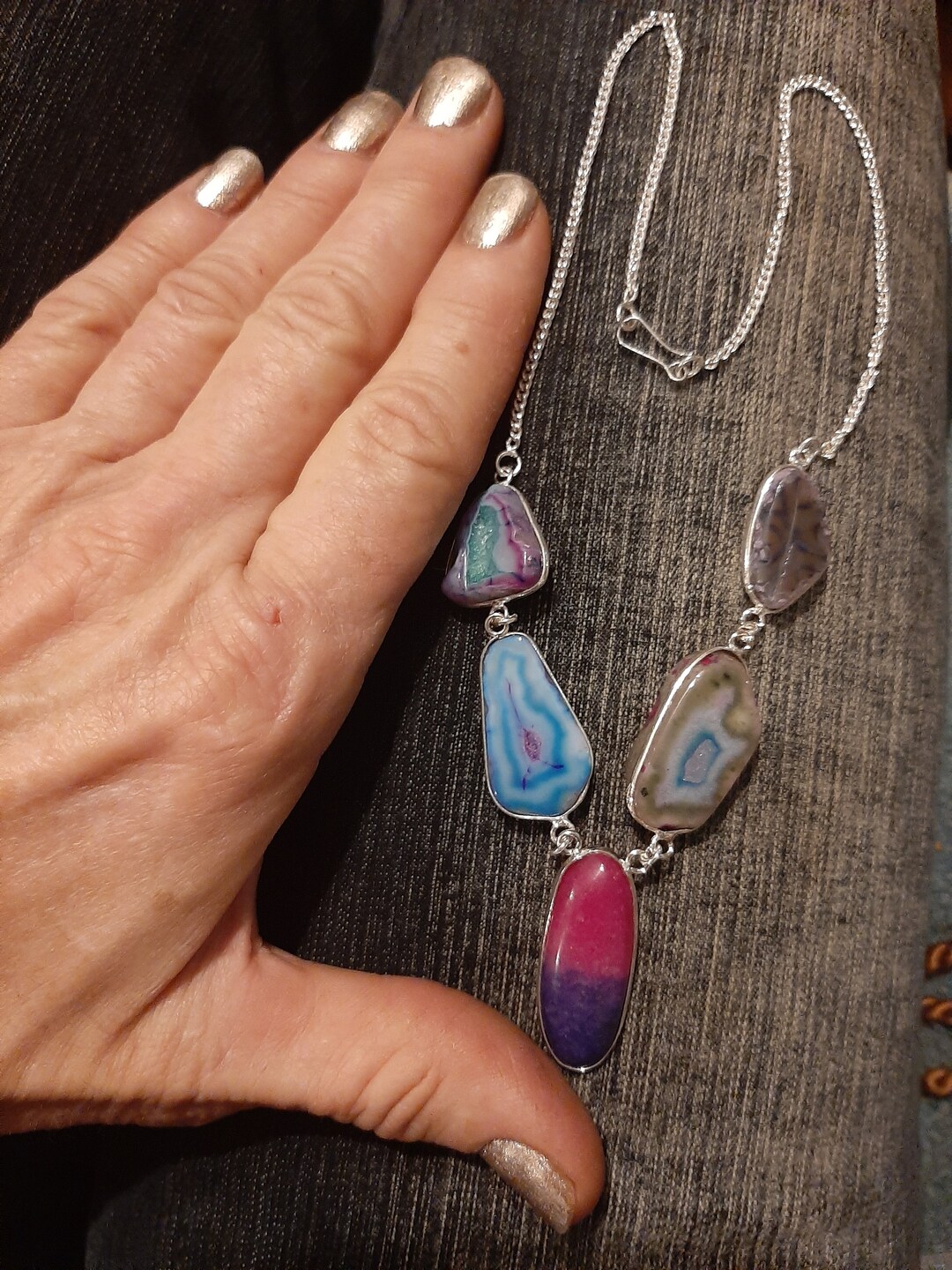 Beautiful Botswana Druzy Gemstone Handmade Gift Jewelry Necklace 18" - Etsy