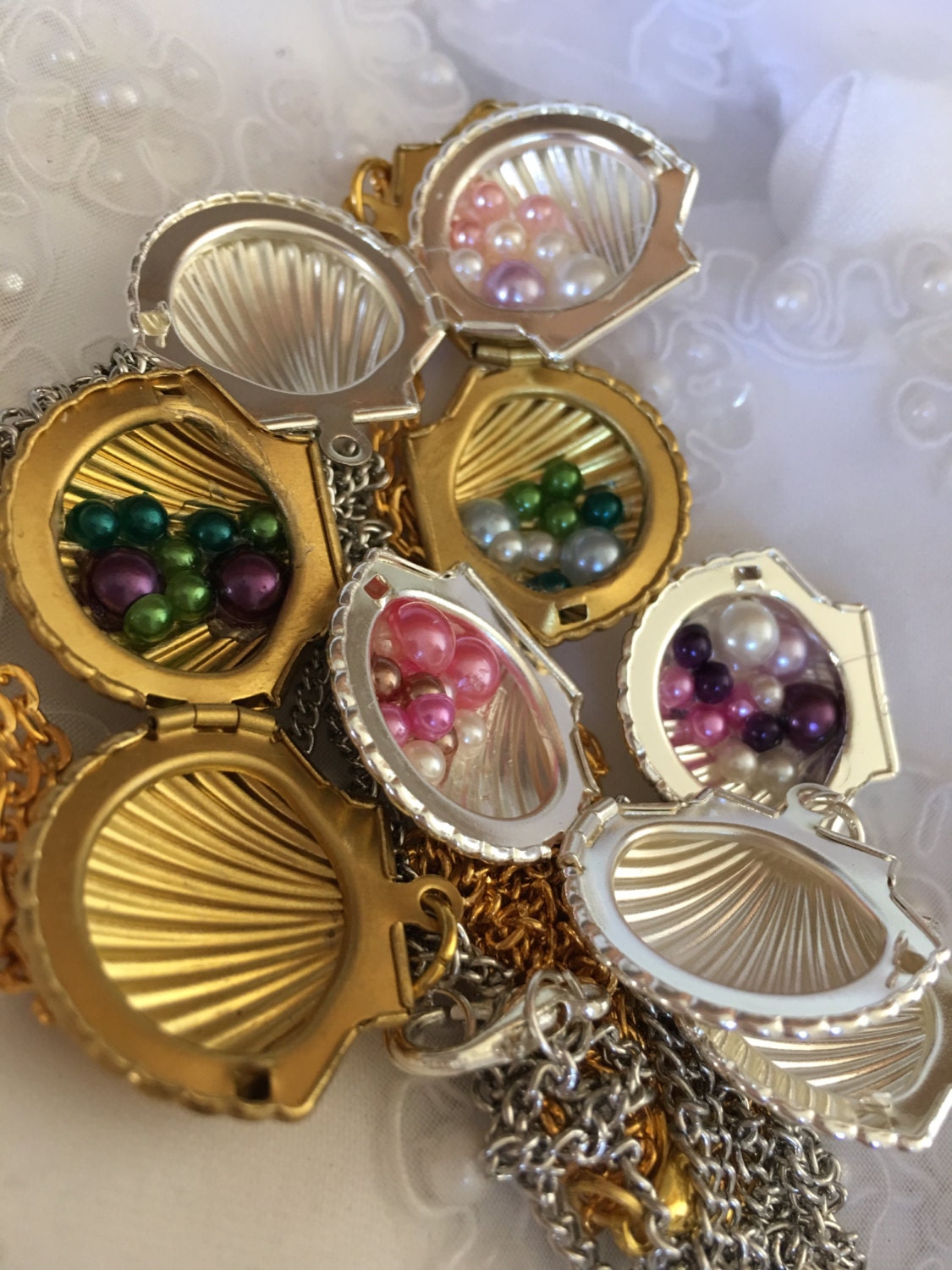 Lot of 5 Sea Shell Lockets. Mermaid Party Favors. Beach - Etsy