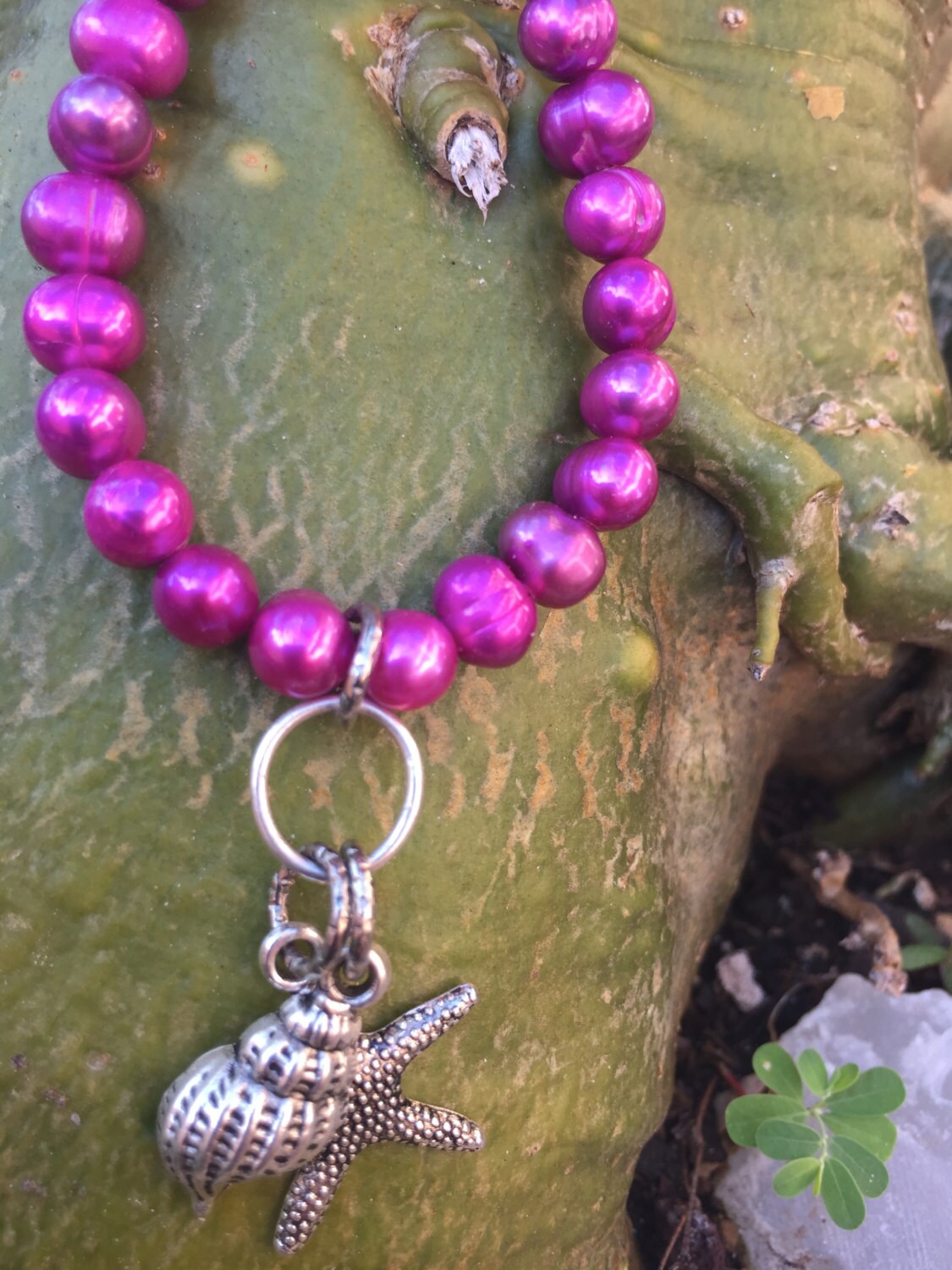 Freshwater Pearl Necklace. Seashell Charm Necklace. Beaded - Etsy