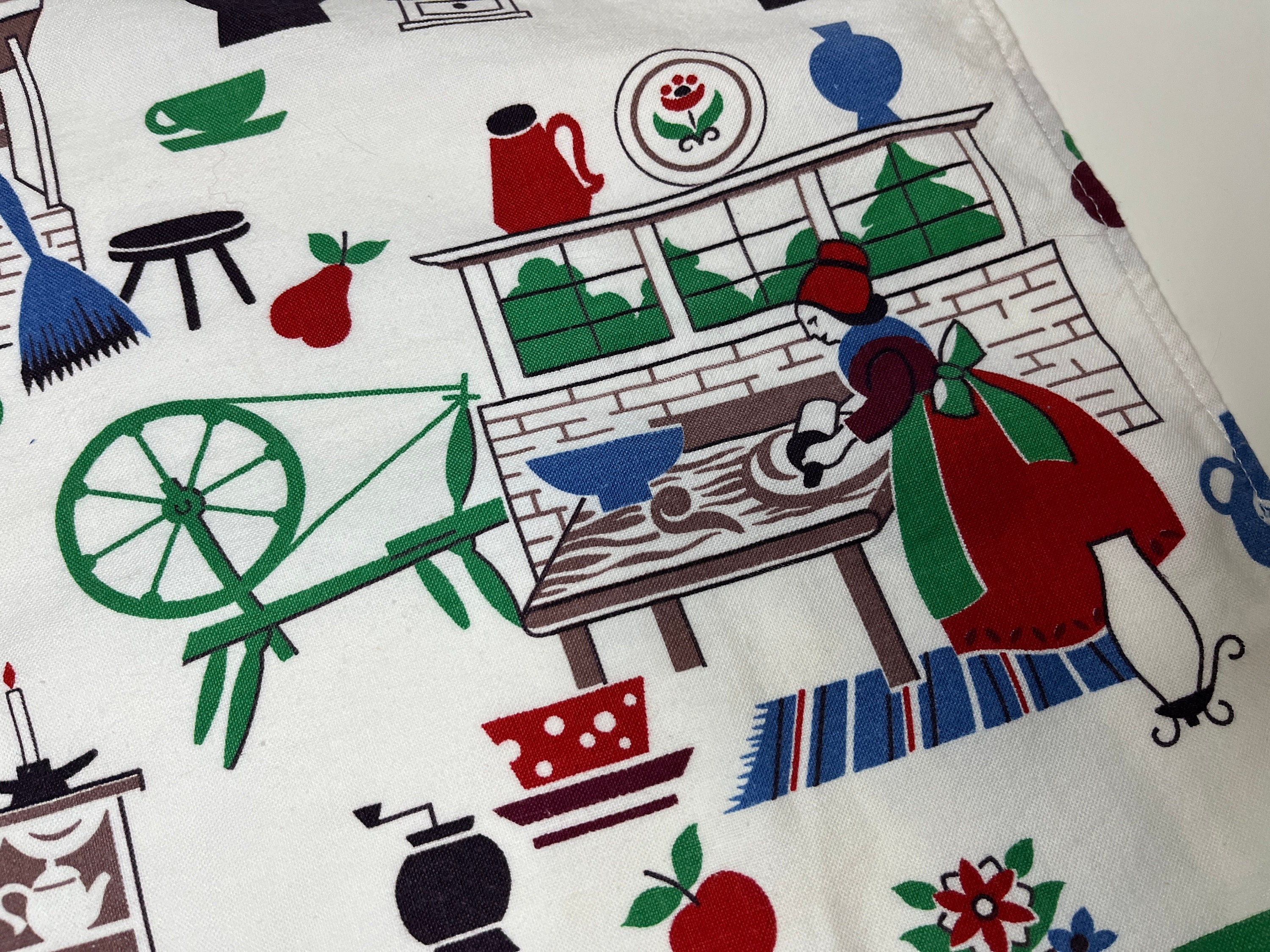 Vintage Colonial Early American Themed Tea Towel Kitchen Towel - Etsy
