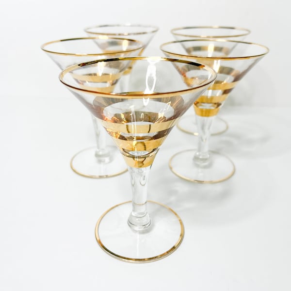 Gold Rimmed Cocktail Glasses - Etsy