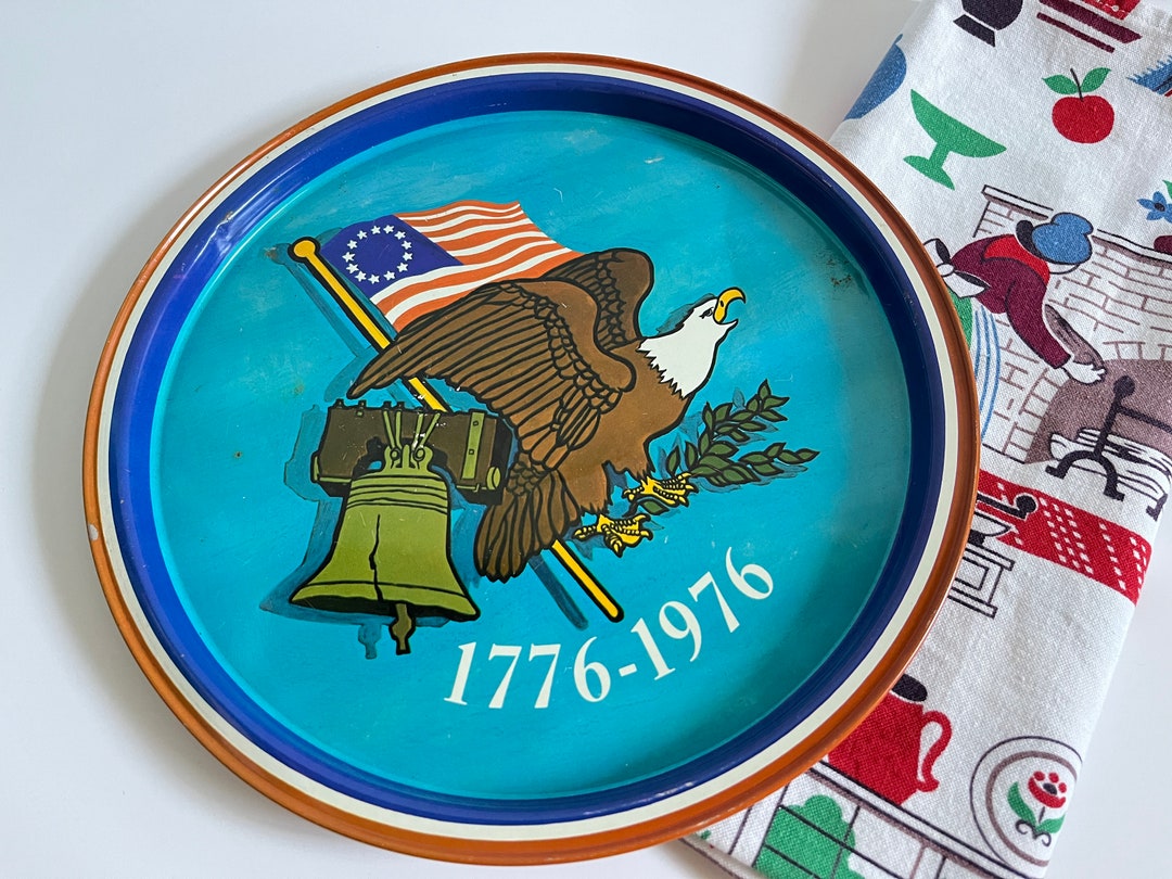 Metal Bicentennial Serving Tray 1976 With Eagle Flag and Bell - Etsy
