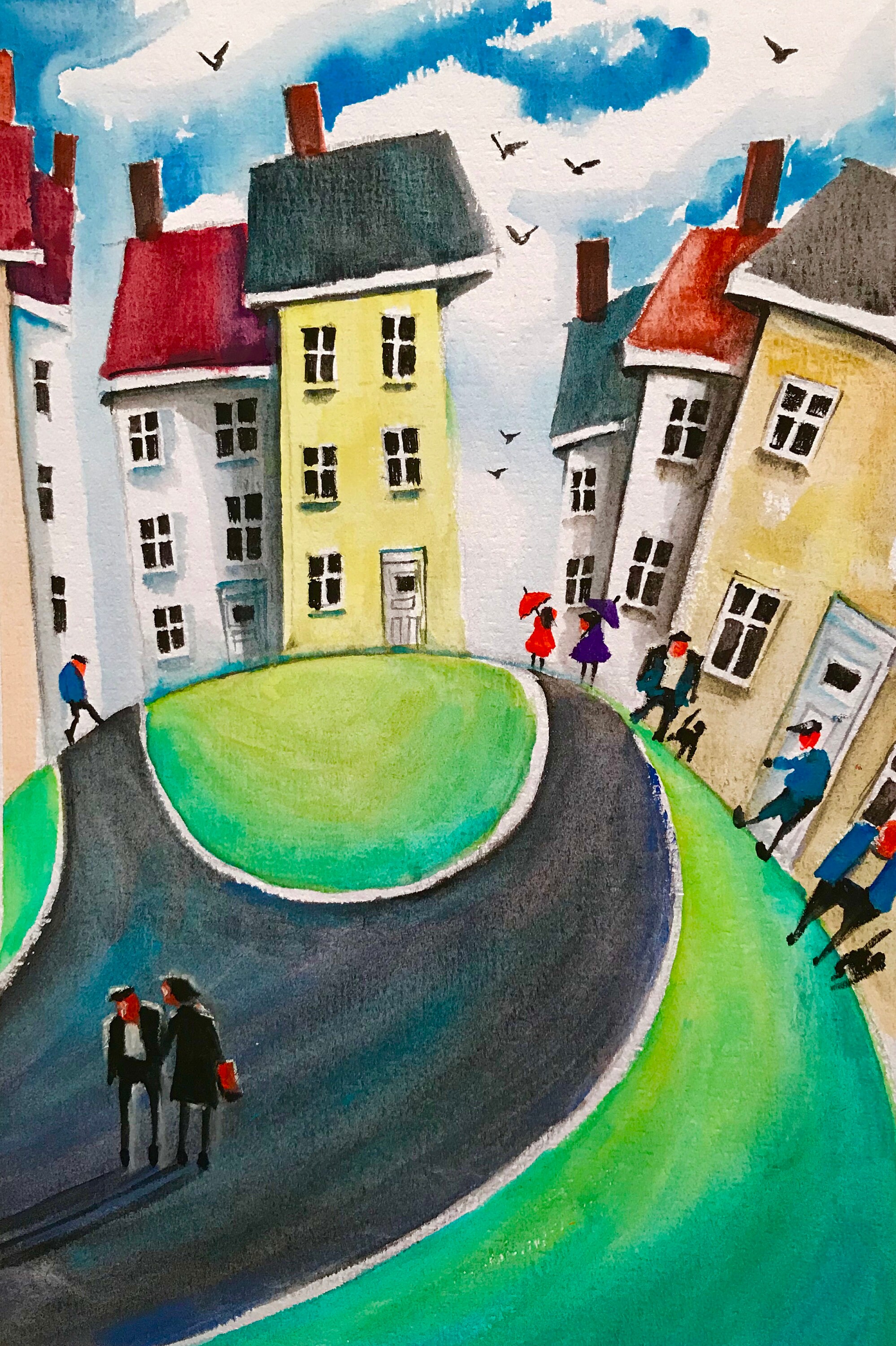 Colourful Town Art 4 Prints - Etsy