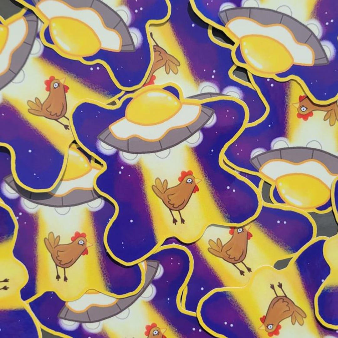 Egg UFO Sticker: Funny Chicken & Alien Decals - Etsy