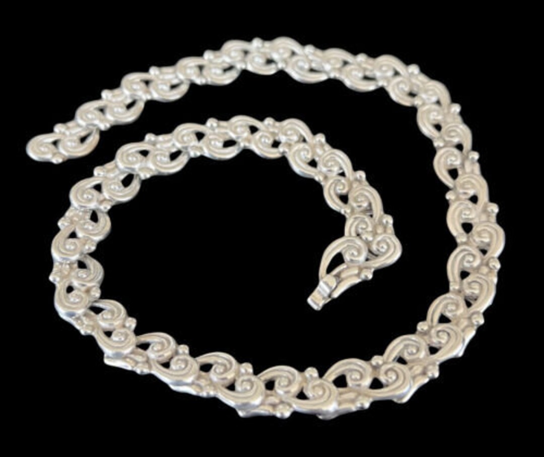 Margot De Taxco Mexican Sterling Silver Art Deco Curls Necklace Etsy