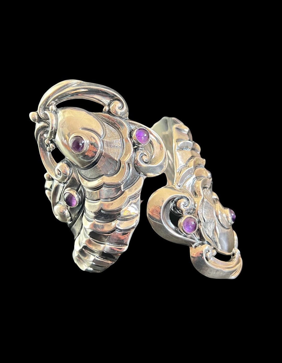 Margot De Taxco Mexico Sterling Silver Amethyst Koi Fish Clamper ...