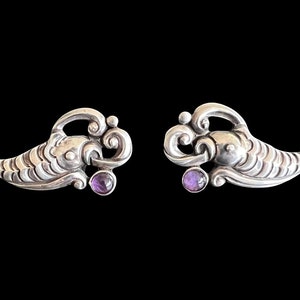 Margot De Taxco Mexico Sterling Silver Amethyst Koi Fish Earrings No ...