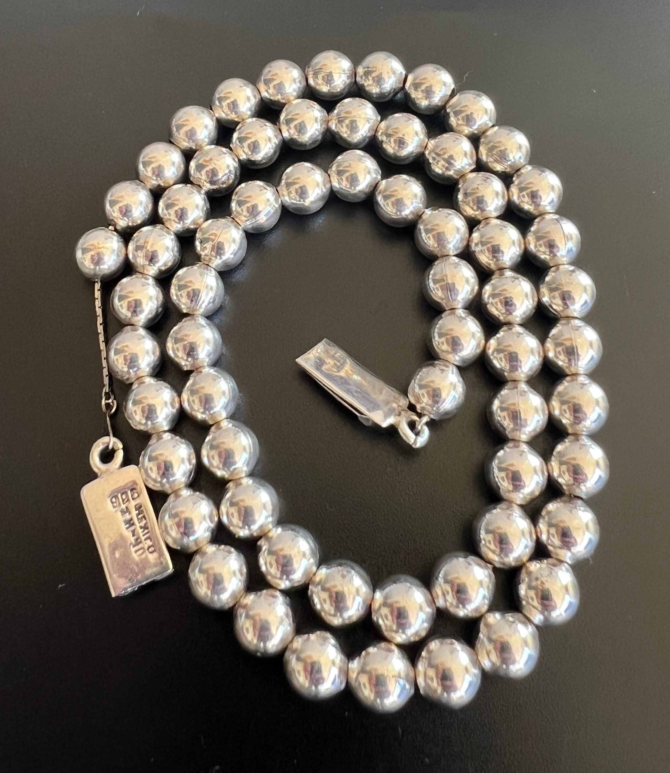 CONY Taxco Mexico Sterling Silver Ball Bead Necklace 55g - Etsy
