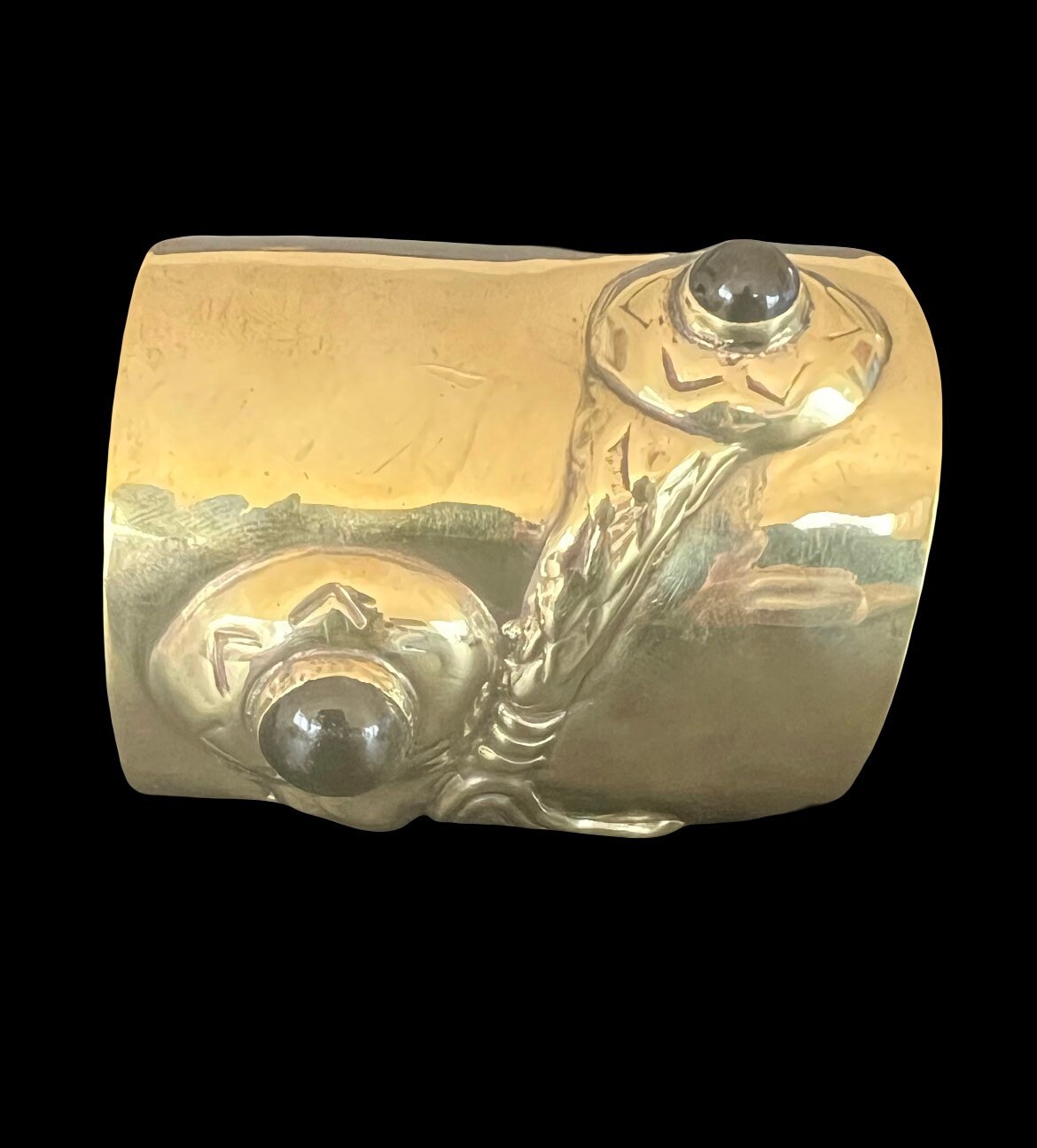Hubert Harmon Mexico Brass Onyx Cyclops Fish Cuff Bracelet Ca. 1940s - Etsy