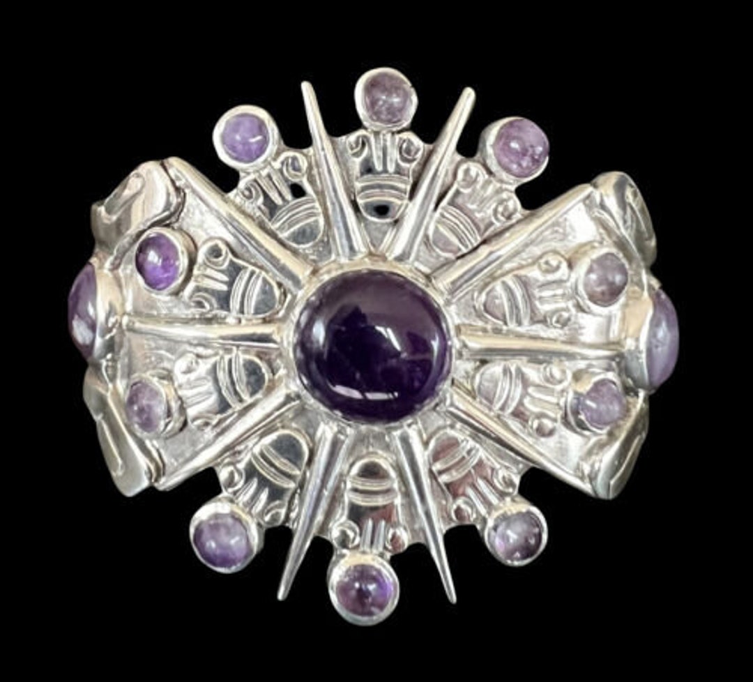 William Spratling Mexican Sterling Silver Amethyst Sunburst Cuff ...