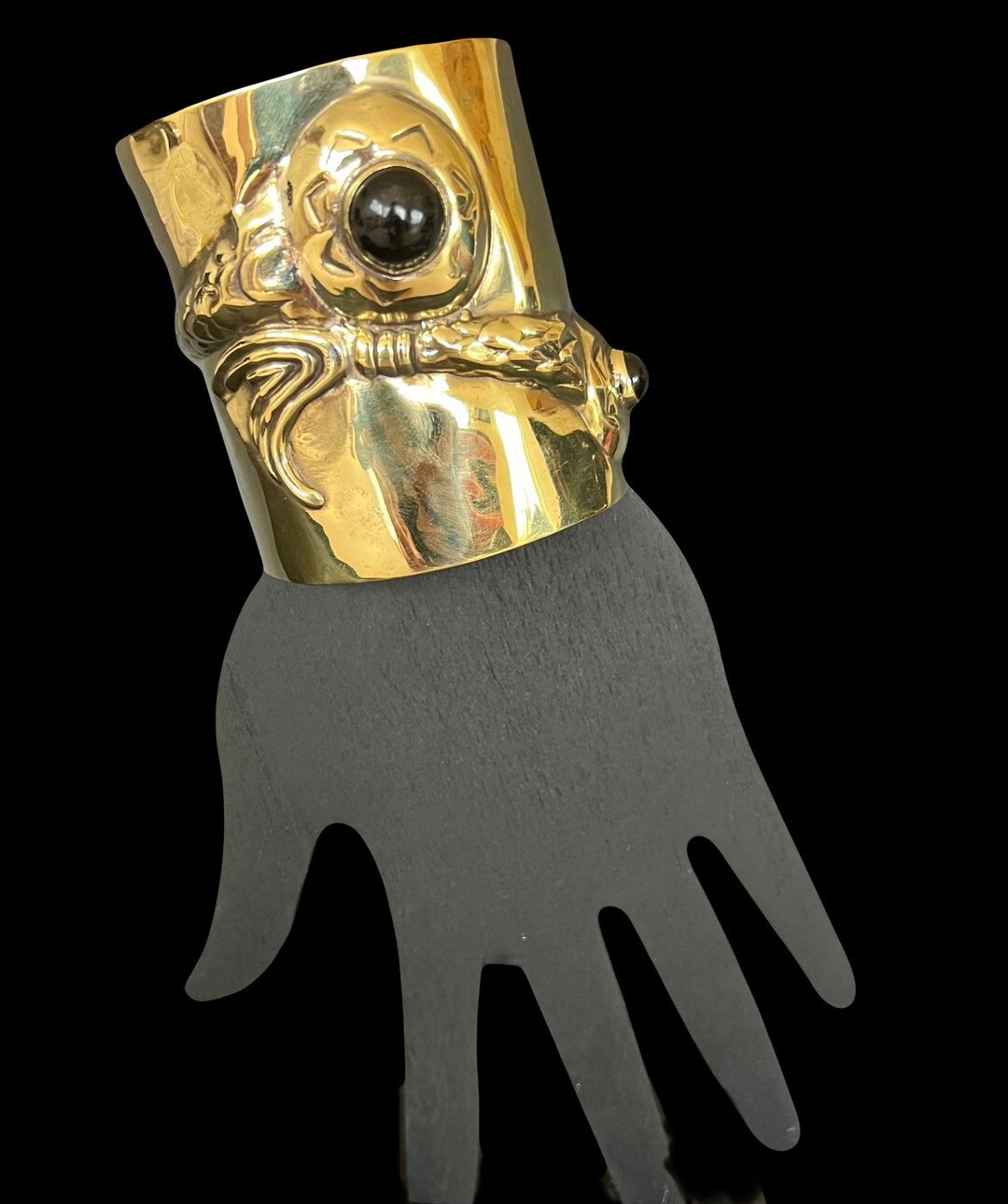 Hubert Harmon Mexico Brass Onyx Cyclops Fish Cuff Bracelet Ca. 1940s - Etsy
