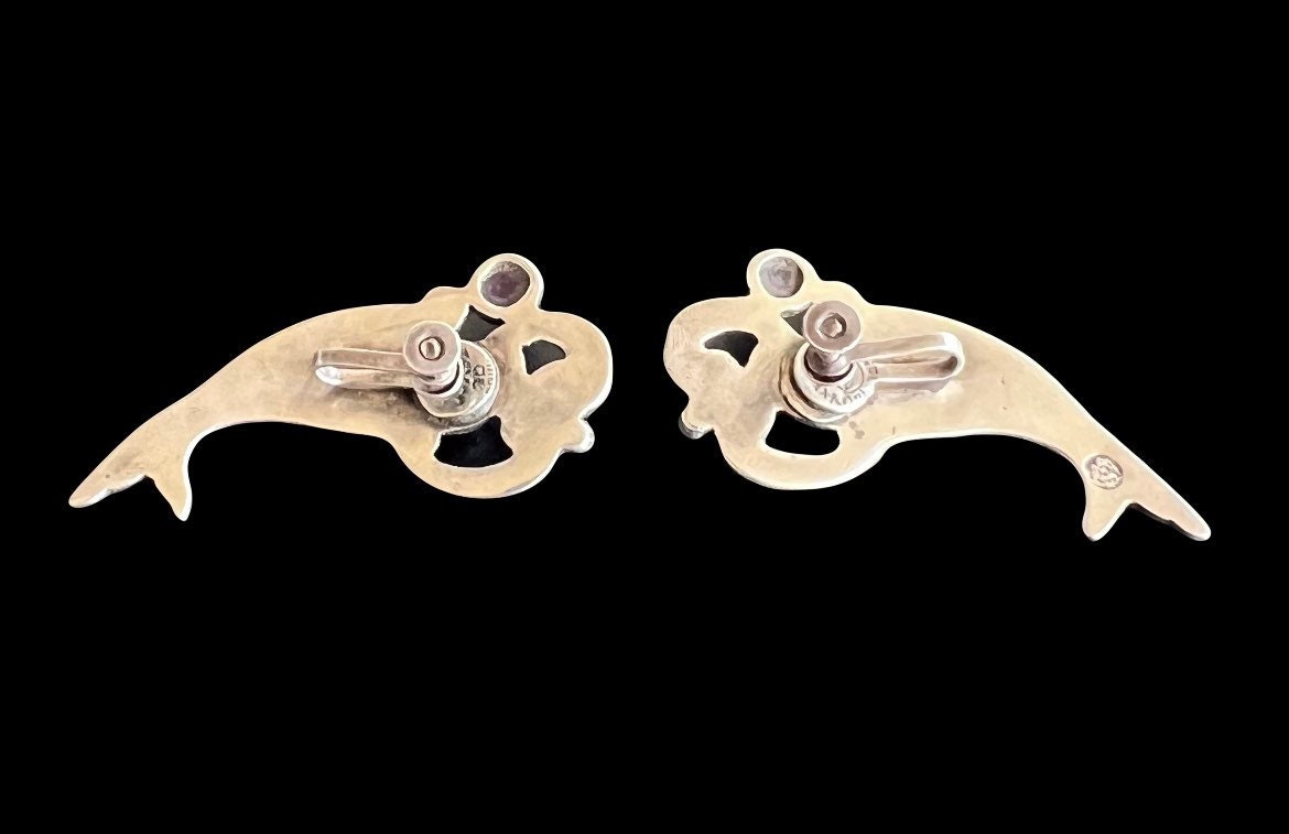 Margot De Taxco Mexico Sterling Silver Amethyst Koi Fish Earrings No ...