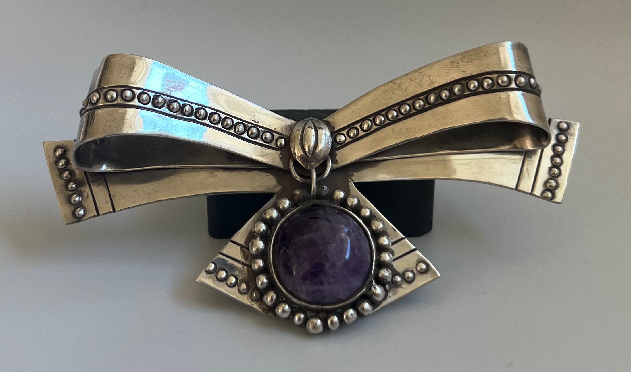 William Spratling Taxco Mexico Sterling Silver Amethyst Bow Brooch Pin ...