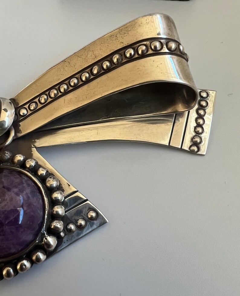 William Spratling Taxco Mexico Sterling Silver Amethyst Bow Brooch Pin ...