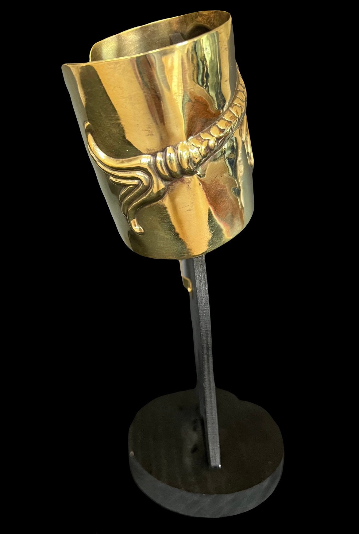 Hubert Harmon Mexico Brass Onyx Cyclops Fish Cuff Bracelet Ca. 1940s - Etsy
