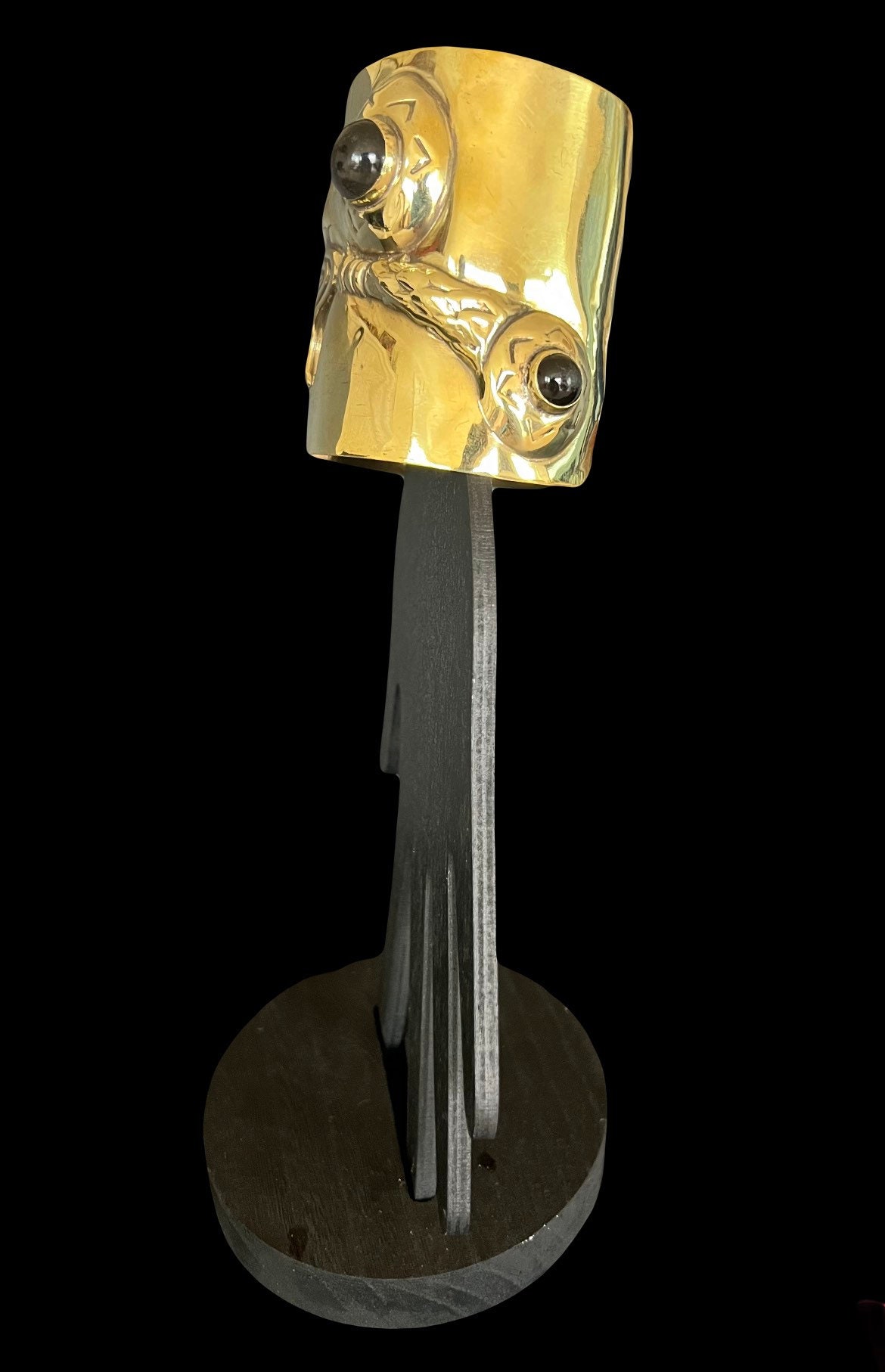 Hubert Harmon Mexico Brass Onyx Cyclops Fish Cuff Bracelet Ca. 1940s - Etsy