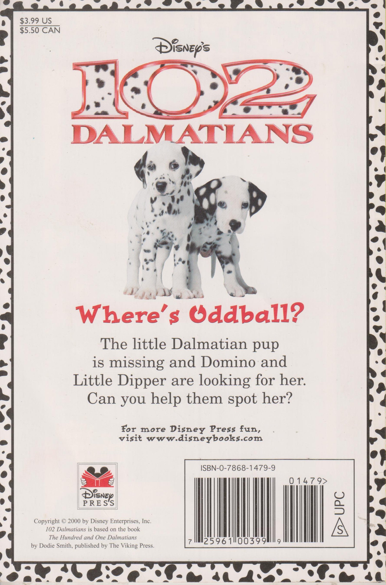 Disney's 102 Dalmatians: Where's Oddball A Disney First Reader softcover Children's 2000 First ...